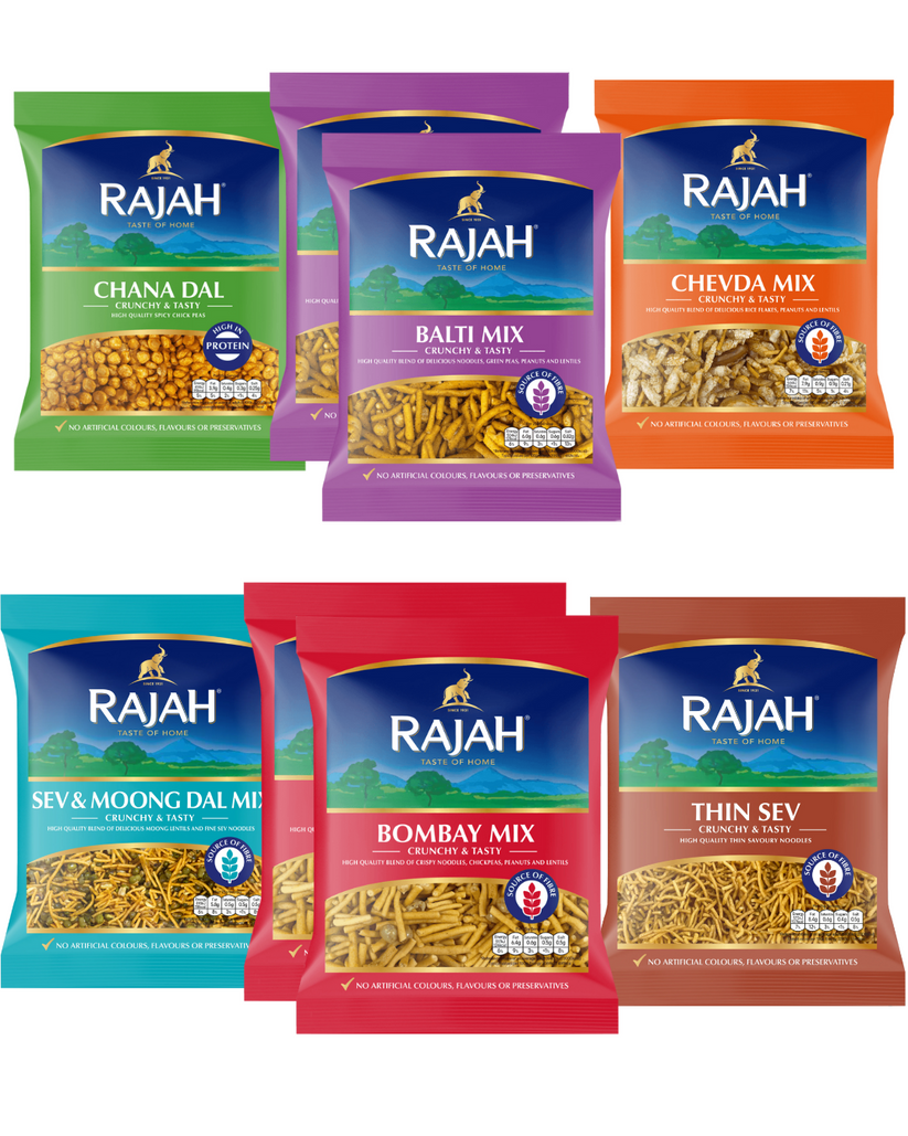 Rajah Snacks Multipack – All 6 Flavours in One! Pack of 8 – Rajah Spices